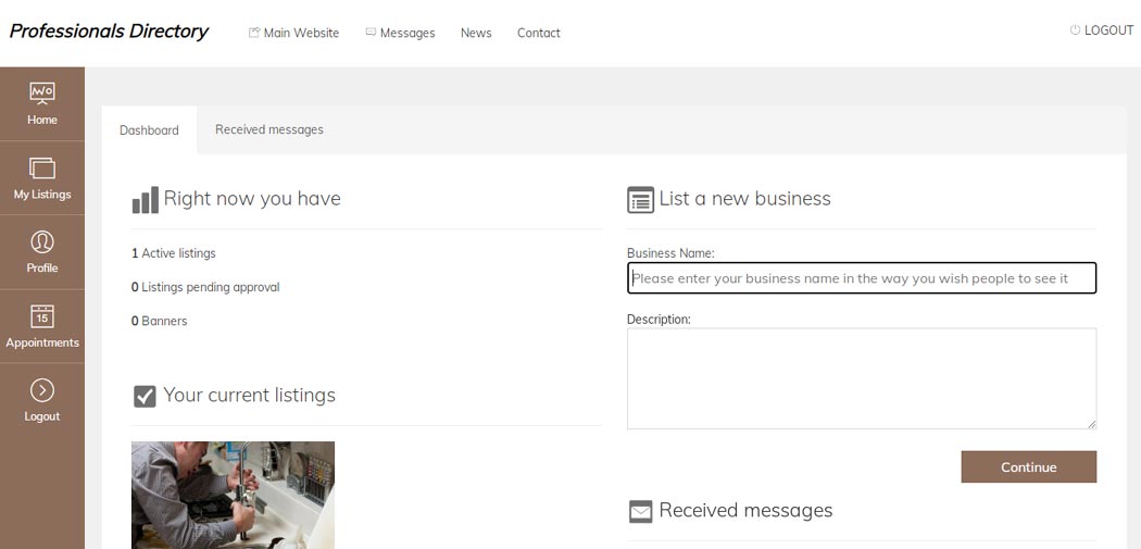 Professionals Directory Features